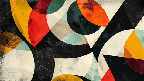 abstract design featuring overlapping circular and triangular forms