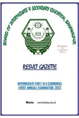 BISE Bahawalpur 12th Class Result Gazette 2023 PDF Taleem360