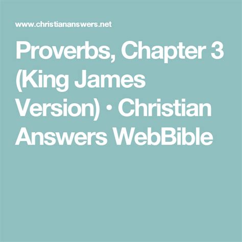 Proverbs Chapter 3 Wisdom For Life