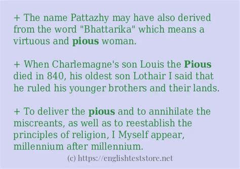 Pious Example In Sentences Englishteststore Blog