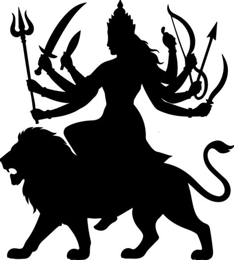 Durga Silhouette Vector Art Icons And Graphics For Free Download