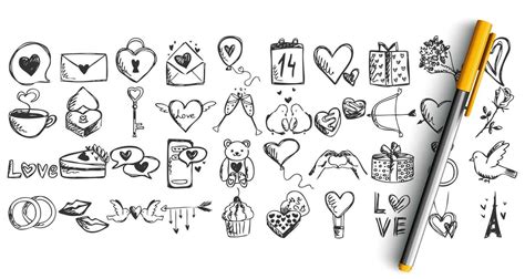 Love Doodle Set 23173812 Vector Art At Vecteezy
