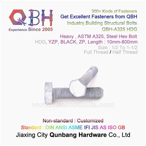 Qbh ASTM F 3125 Carbon Steel Hot DIP Galvanizing H D G F3125 Hex