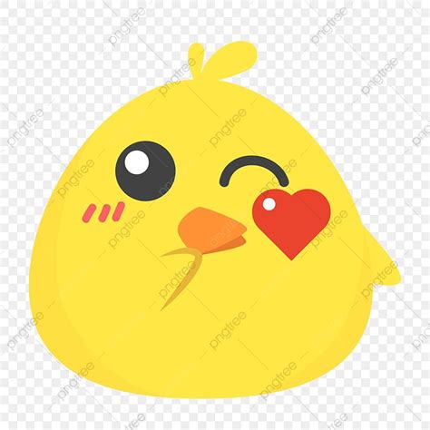 키스를 불고 귀여운 작은 병아리 이모티콘 일러스트 재미있는 만화 병아리 창의적인 손으로 그린 Png 일러스트 및 벡터 에 대한 무료 다운로드 Pngtree
