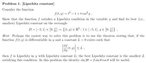 Solved Problem 1 Lipschitz Constant Consider The