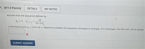 Solved Points Assume That The Sequence Defined Chegg