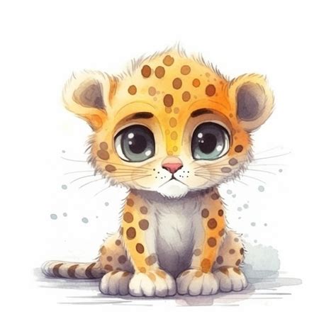 Premium Ai Image Watercolor Painting Of A Cute Cheetah Isolated On