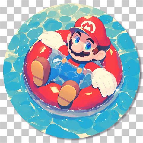 Mario Pool Floatie Summer Sticker Free Png Clipart For Gamers