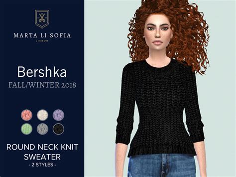 The Sims Resource Marta Li Bershka Round Neck Knit Sweater