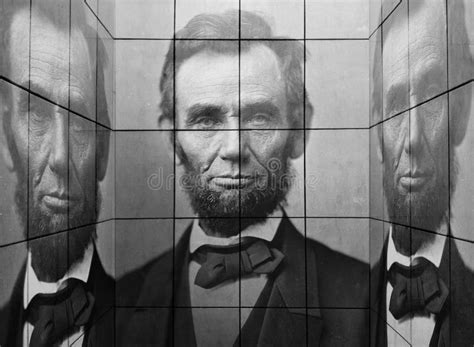 Double Exposure Conceptual Image Of Close Up Figure Of Abraham Lincoln