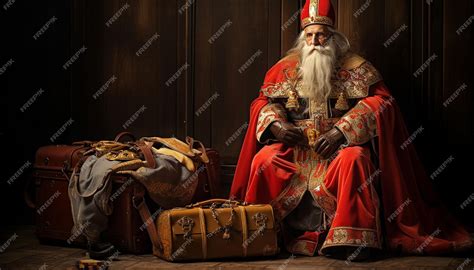Premium Ai Image Sinterklaas With Staff And Bag In Russian Orthodox