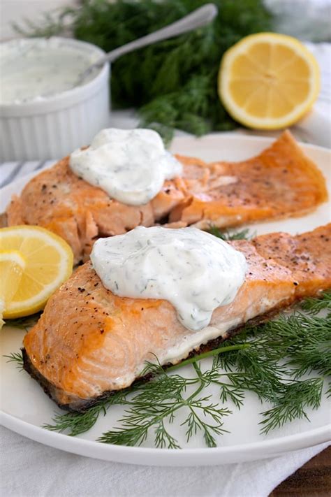 Baked Salmon With Lemon Dill Sauce Laughing Spatula