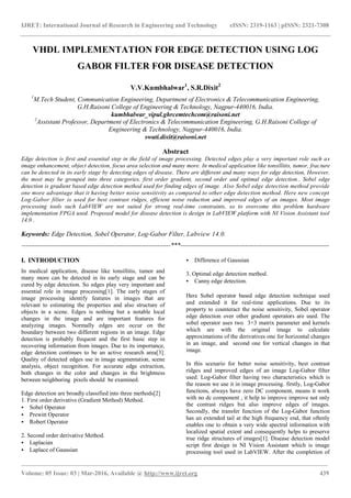 Vhdl Implementation For Edge Detection Using Log Gabor Filter For Disease Detection PDF