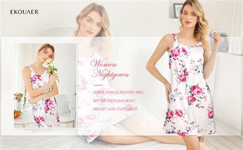 Ekouaer Sleeveless Nightwear Tank Dress Womens Soft Casual Sleepwear