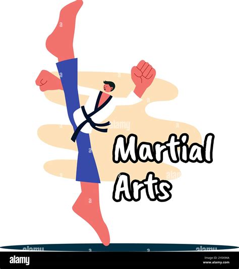 Martial Arts Vector Illustration With An Athlete Doing A High Kick