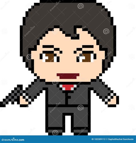 Vector Pixel Art Agent Stock Vector Illustration Of Pistol 102309112