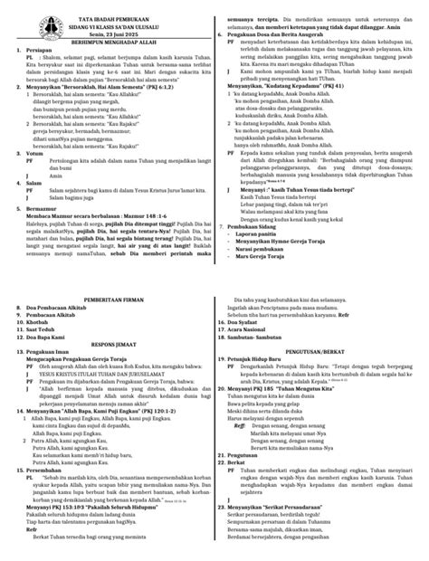 Tata Ibadah Pembukaan Sidang Klasis Sadan Ulusalu Pdf
