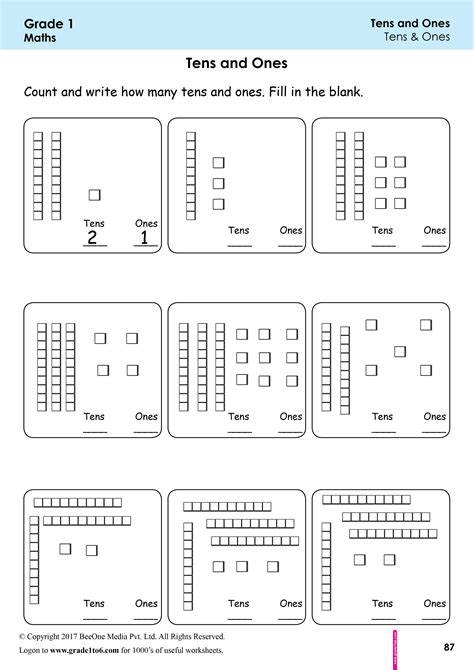 Ones And Tens Worksheet For Grade 1