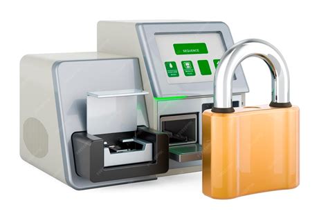 Premium Photo Dna Sequencer With Padlock 3d Rendering