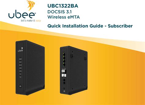 Ubee Interactive Ubc1322 Wireless Emta User Manual Ubc1322ba Quick Install Guide Subscriber 101618