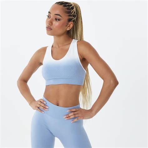 Usa Pro Brassière De Sport Sans Couture Gym Fitness Femmes Bleu