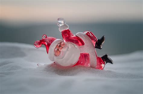 나무와 눈 크리스마스 시간에 행복 한 산타 클로스 인형 야외 배경 흐리게 산타 조항 및 메리 크리스마스 Defocused 자연