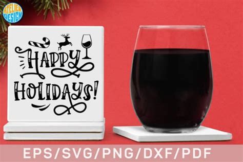 Happy Holidays SVG Coaster Graphic By Atelier Design Creative Fabrica