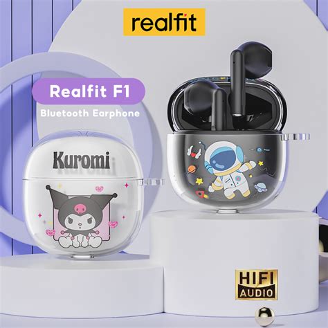 Realfit F1 Tws ชุดหูฟังสเตอริโอไร้สาย บลูทูธ 53 พร้อมเคสป้องกันน่ารัก