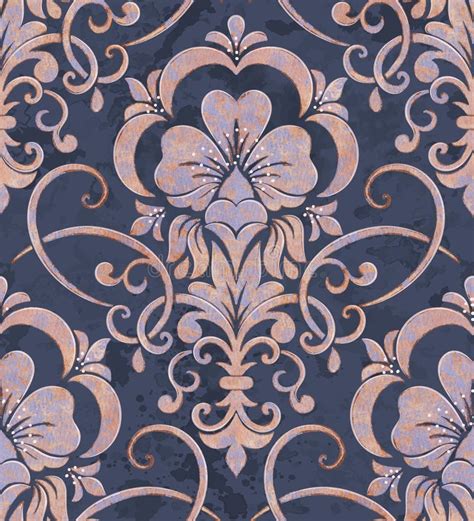 Watercolor Damask Seamless Pattern Element Vintage Classical Old