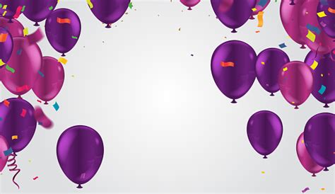 생일 초대 수평 인사말 초대 카드 또는 전단지 및 색종이와 풍선 핑크 축하 배경 벡터 3차원 형태에 대한 스톡 벡터 아트 및