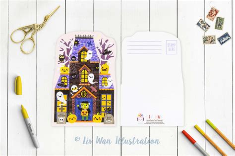 Haunted House Postcard Fun Halloween Shaped Postcard