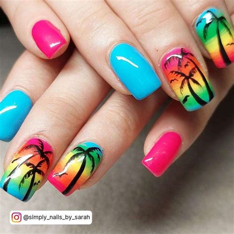 22 Tropical Palm Tree Nails Palm Tree Nail Art Tropical Nail Art