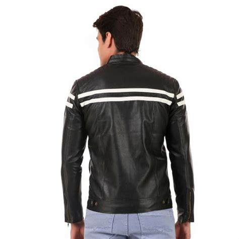 Leather Retail Men S Black Solid Biker Jacket JioMart