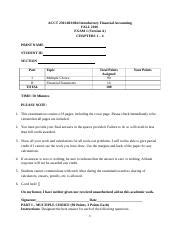 ACCT Exam Version A Solution Fall ACCT Introductory Financial