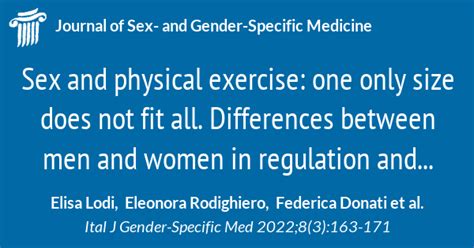 Sex And Physical Exercise One Only Size Does Not Fit All Differences