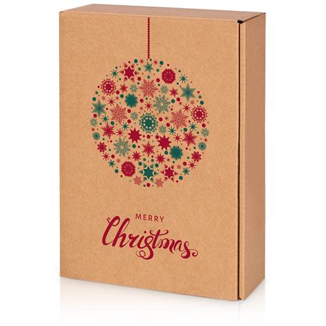 Präsentkarton 3 Flaschen Kraftpapier Weihnachten Natur Rot Grün Kaufen