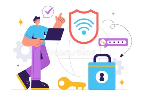 Wifi Security Vector Illustration With Wireless Technology Devices For