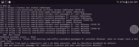 Was Unstable Repo Removed Termux