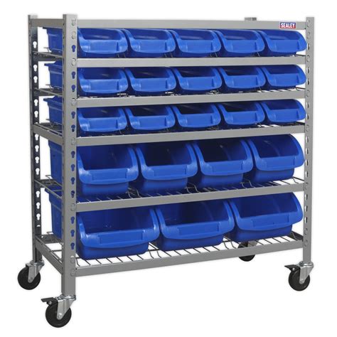 Storage Sealey Mobile Bin Storage System With 22 Bins Wow Tools