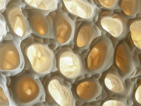 Abstract Cellular Structure Made Of Pale Matte Porous Material The