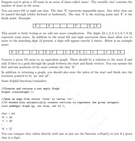 Solved Suppose Youre Given A 1d Maze In An Array Of Chars