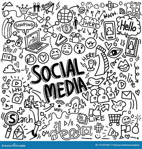 Vector De Objetos Y SÃmbolos En Los Medios Sociales Dibujo De Dibujos