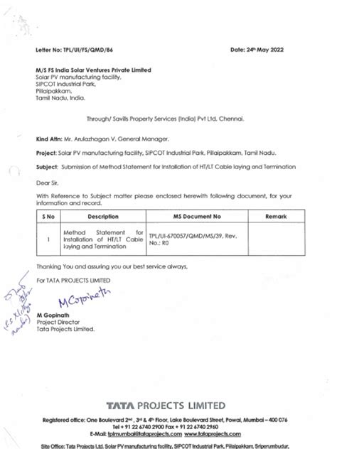 Method Statement For Cable Laying And Termination Pdf