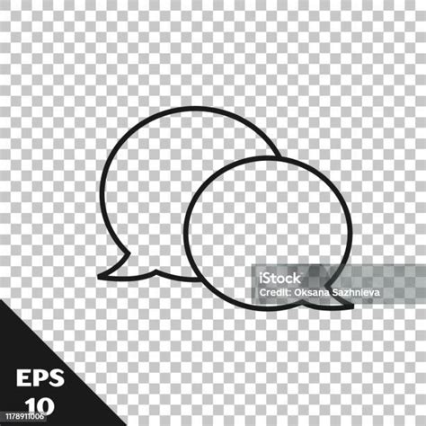 투명 한 배경에 격리 된 검은 선 음성 거품 채팅 아이콘입니다 메시지 아이콘입니다 통신 또는 댓글 채팅 기호입니다 벡터 일러스트레이션 0명에 대한 스톡 벡터 아트 및 기타