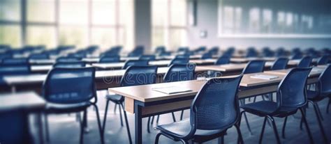 Empty Unfocused University Classroom Ai Generated Image Stock Empty Unfocused University Classroom Ai Generated Image Stock
