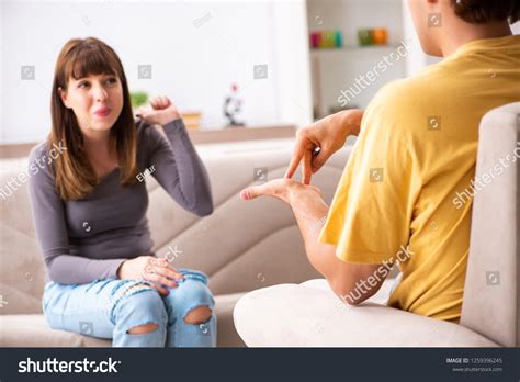 Woman Man Learning Sign Language Stock Photo 1259396245 Shutterstock
