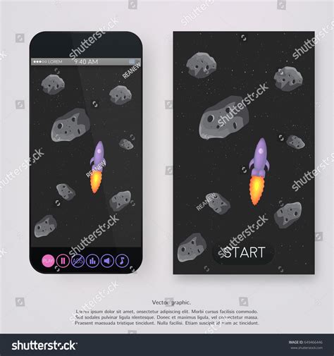 Game Design Space Landscape Asteroids Stone Stock Vector Royalty Free