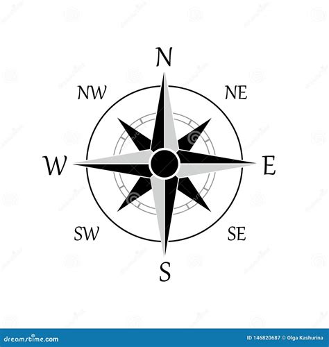 Illustration Of A Compass Rose Vector Icon Eps 10 Vector Stock