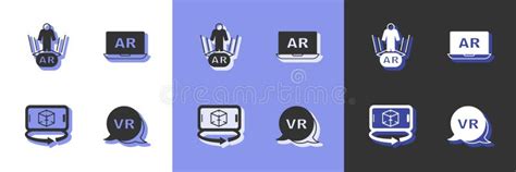 Set Virtual Reality Augmented Ar 3d Modeling And Icon Vector Stock