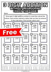 3 Digit Addition Without Regrouping Worksheets Teach Prints